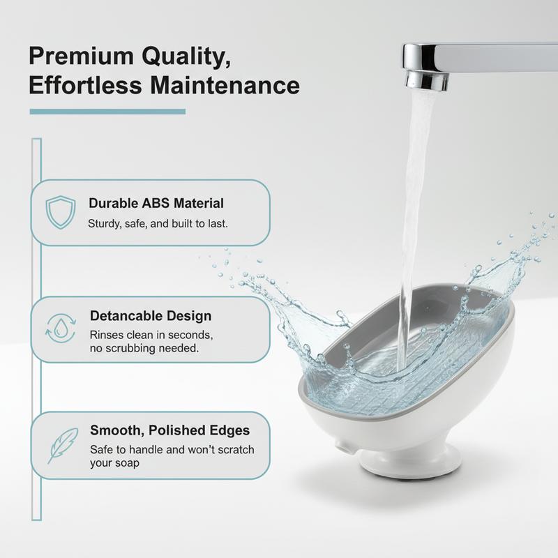 Strong Suction Drain Wall Mounted Soap Dish Light Gray Anti-Mold ...