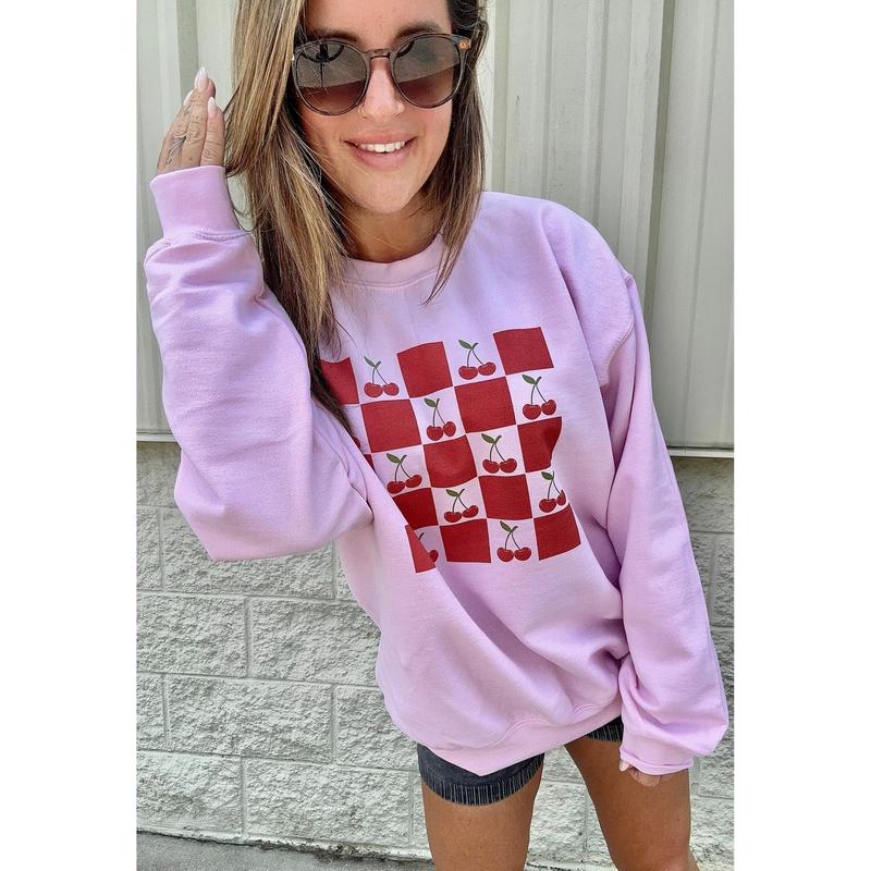 Cherry Grid Graphic Top - TikTok Shop