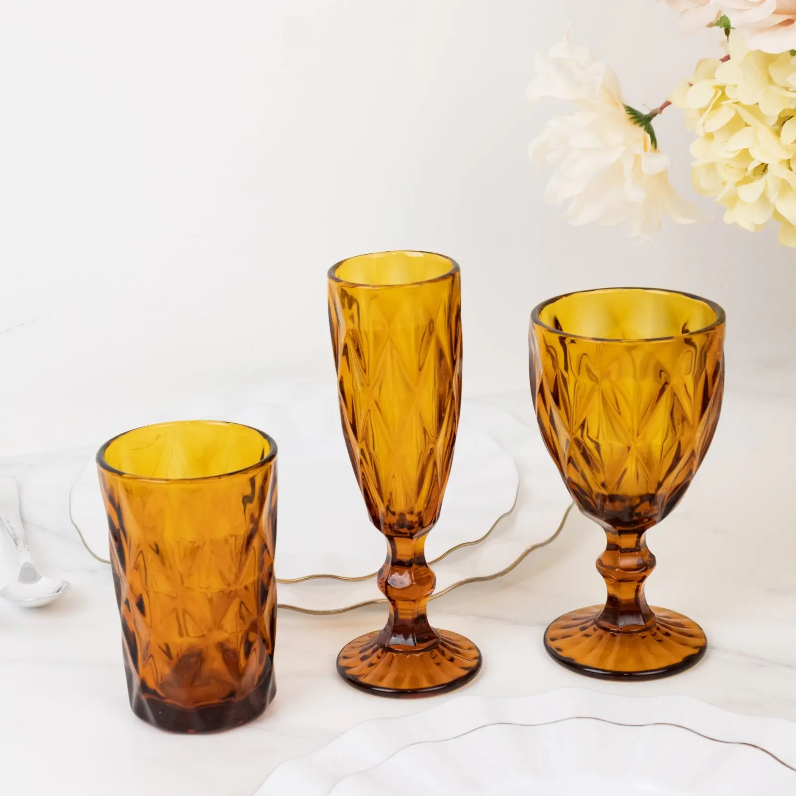 6-Pack Crystal Cut Champagne Flute Glasses 6oz Textured Design ...