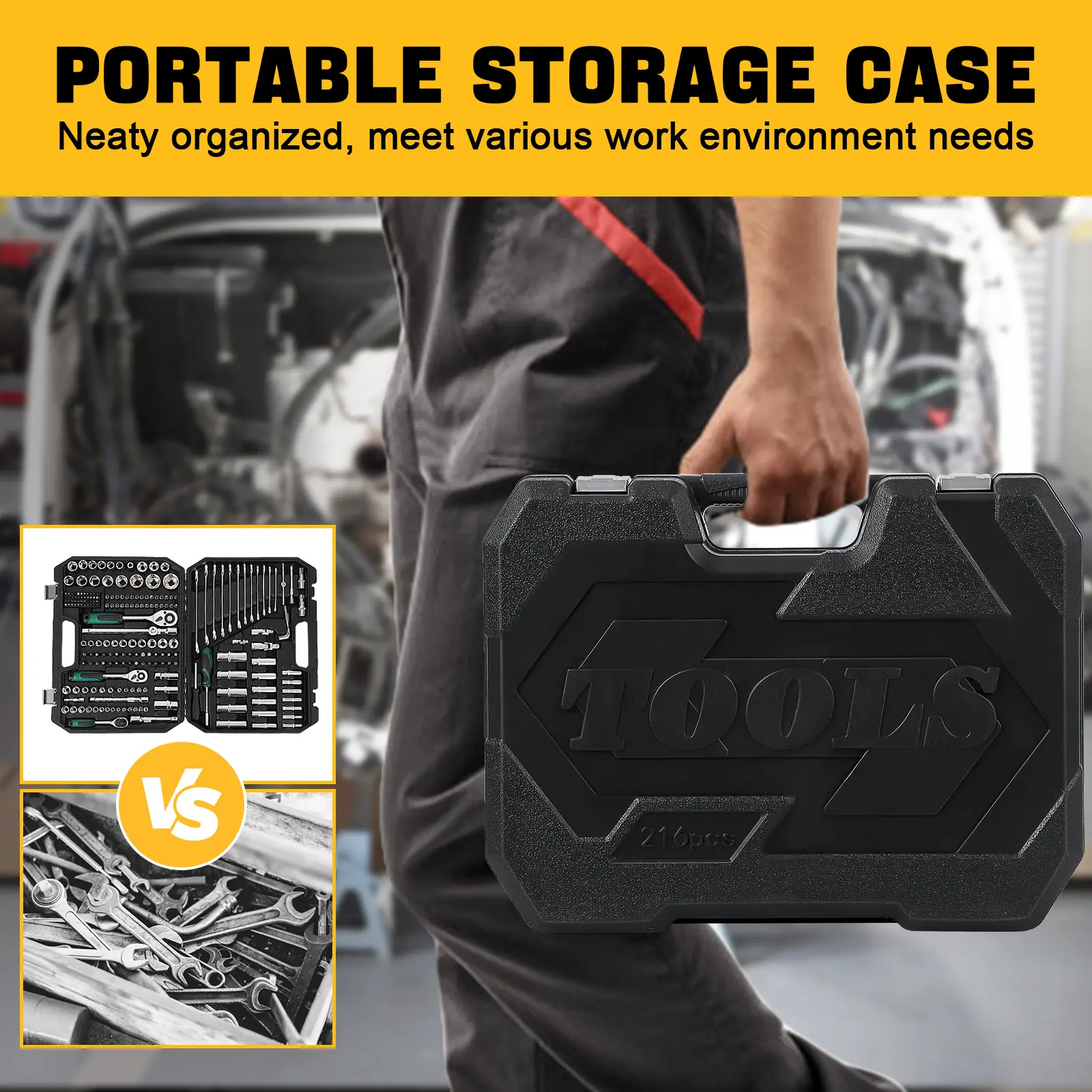 216PCS Professional Mechanics Tool Kit and Socket Set – Heavy-Duty ...