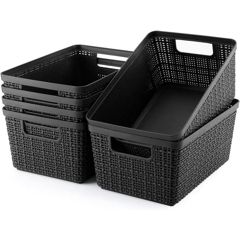 Set of 6 Plastic Storage Baskets Pantry Organization and Storage ...