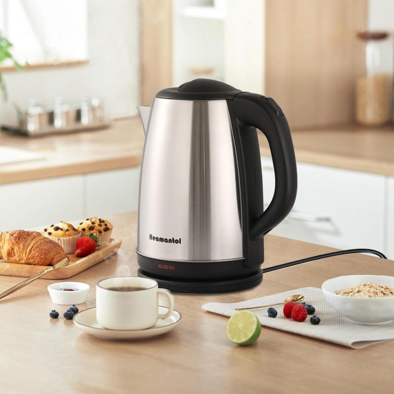 Stainless steel electric kettle 1.8L large capacity fast boiling with ...