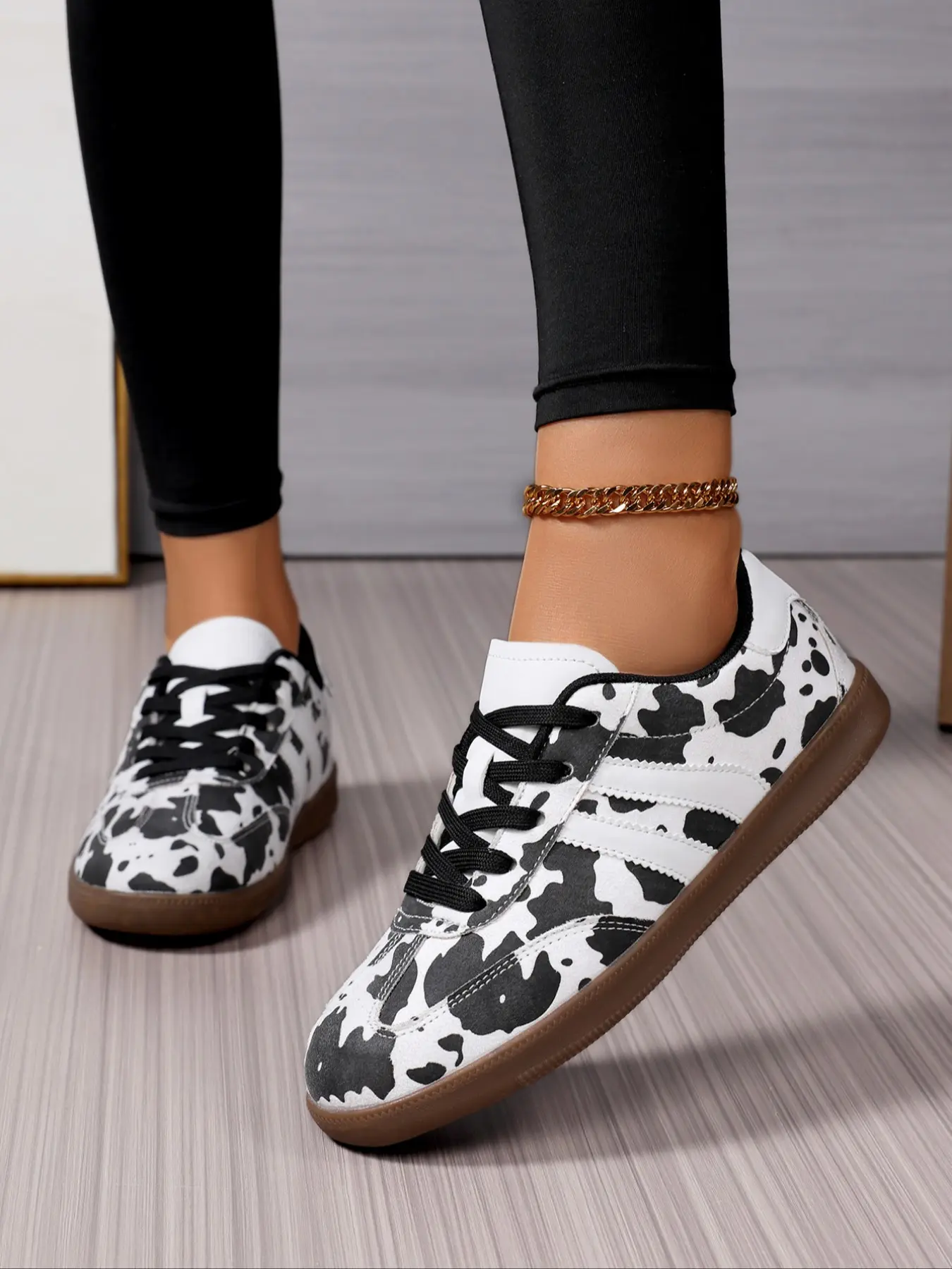 Women's Leopard Print Lace-Up Flats - Lightweight Casual Shoes - TikTok ...
