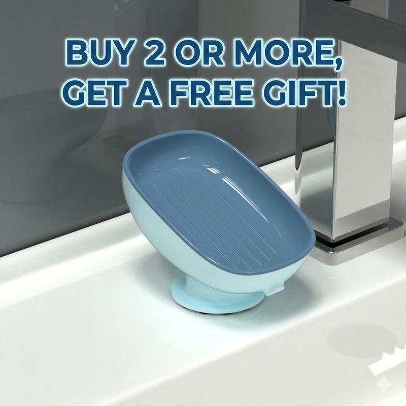 Strong Suction Drain Wall Mounted Soap Dish Light Gray Anti-Mold ...