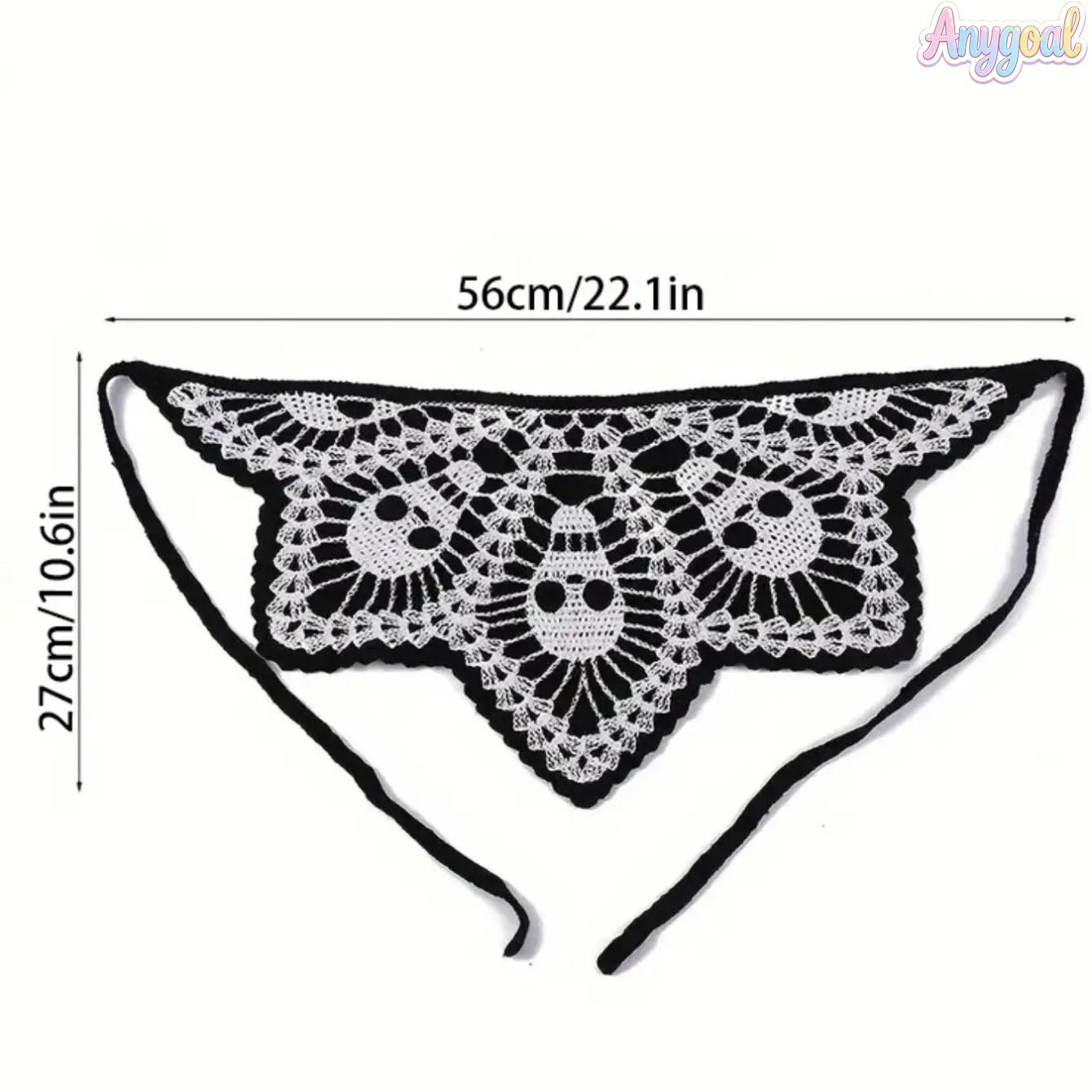 Anygoal Halloween Themed Skull Embroidery Crochet Hair Band, Gothic Tie ...