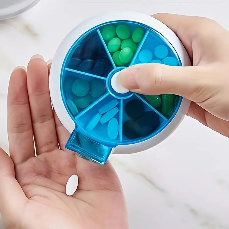 Portable Pill Storage Box, 1 Count 7-grid Rotating Pill Organizer ...