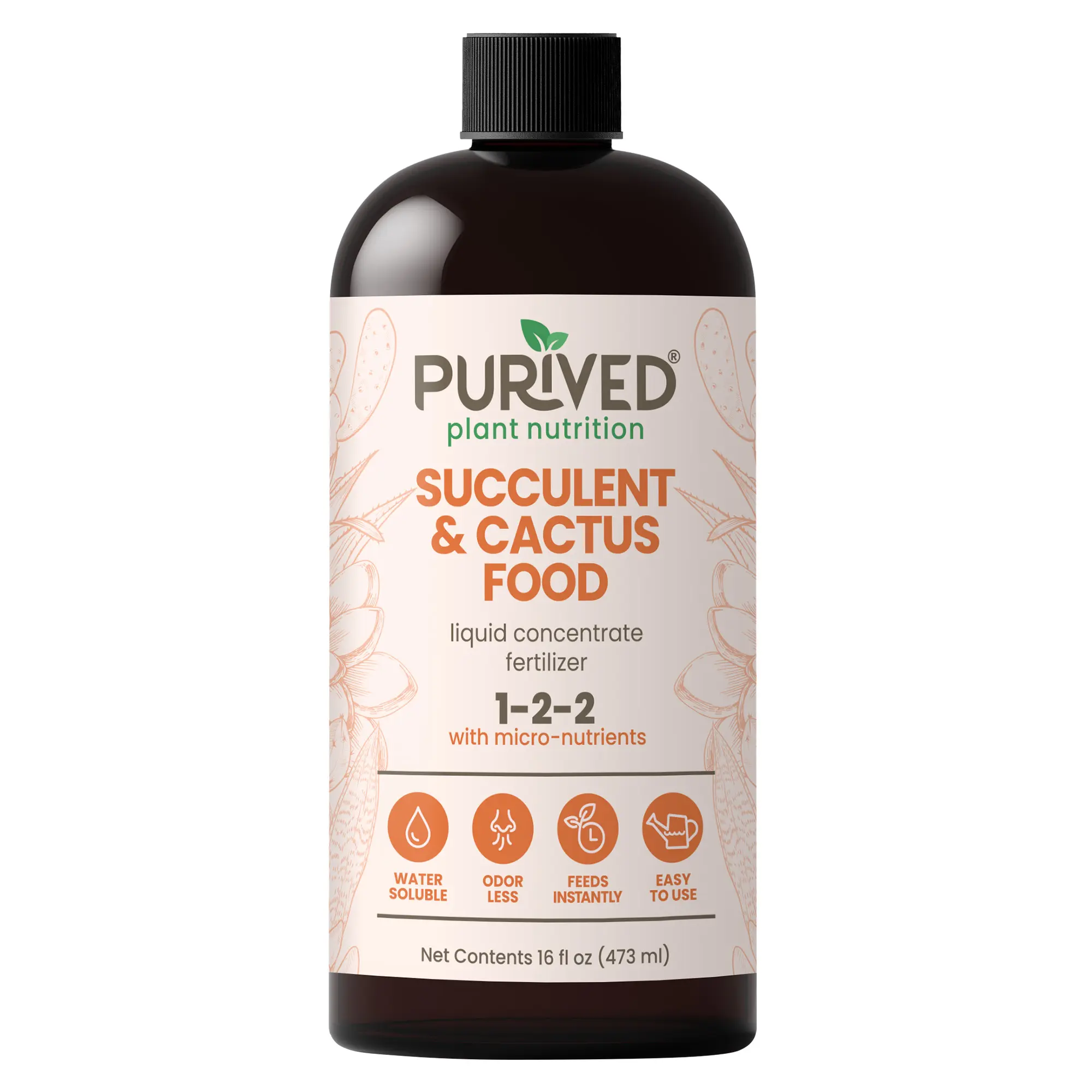 Purived 16oz Succulent & Cactus Liquid Fertilizer – Makes 50 Gallons ...