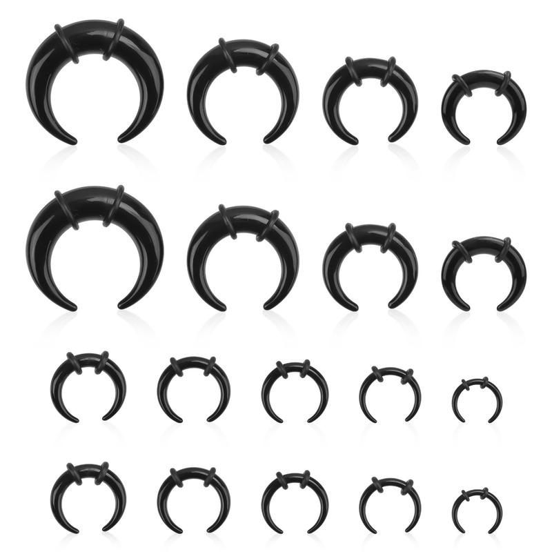 18 Septum Rings Black C Shape Pincher Tapers Ring Nose Gauge Stretching ...
