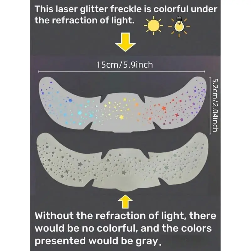 6 Sheets Glitter Freckles Holographic Stickers Heart Freckle Tattoos ...