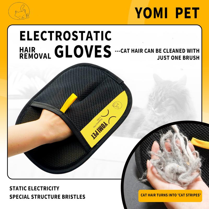 YOMI Pet hair remover Electrostatic gloves Two-way brush sticky hair ...
