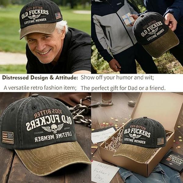 Old Fuckers Club Distressed Vintage Baseball Cap Embroidered 100% ...