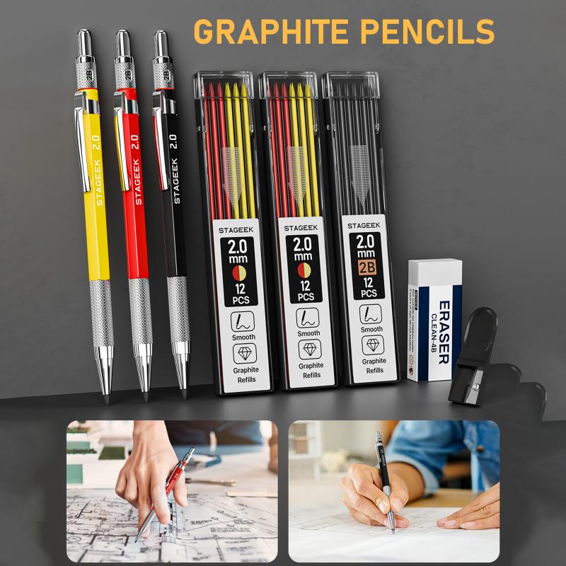 STAGEEK 22 Pack Carpenter Pencil Set with Sharpener, Mechanical ...