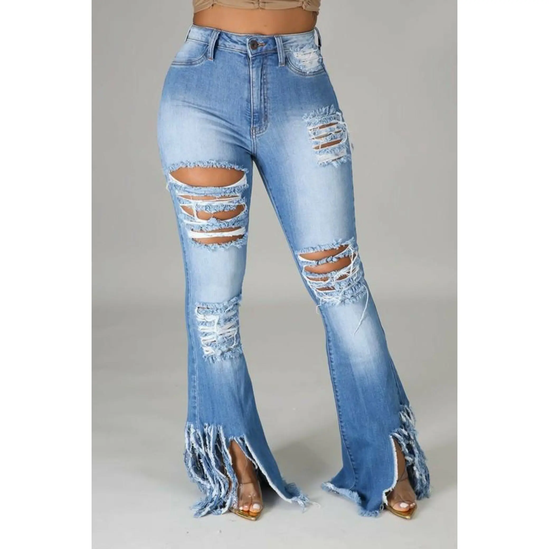 Bad Gal Distressed High Rise Jeans - TikTok Shop