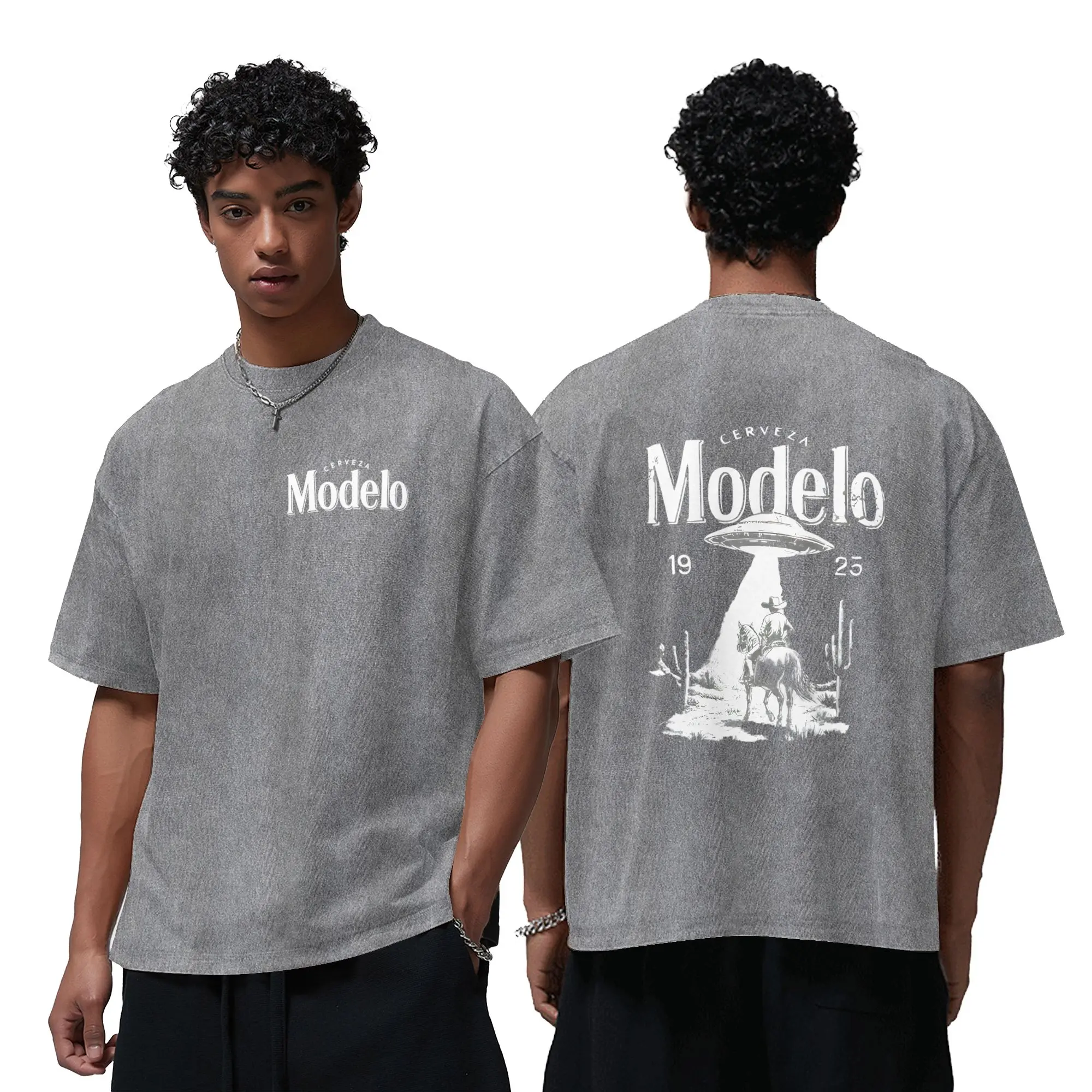 Modelo UFO Cowboy Graphic-Shirt – Retro Streetwear Tee With Cerveza ...