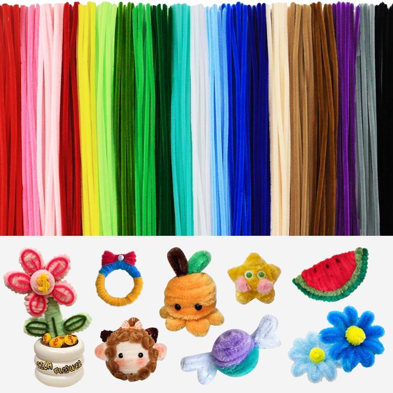 1000 count Pipe Cleaners Craft 20 Colors Bulk DIY Art Supplies for ...