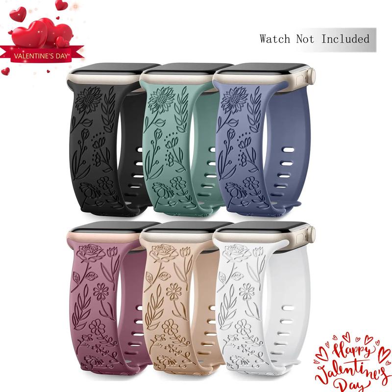 Floral Pattern Sport Watch Protective Band (Only Band), 6 Counts Summer ...