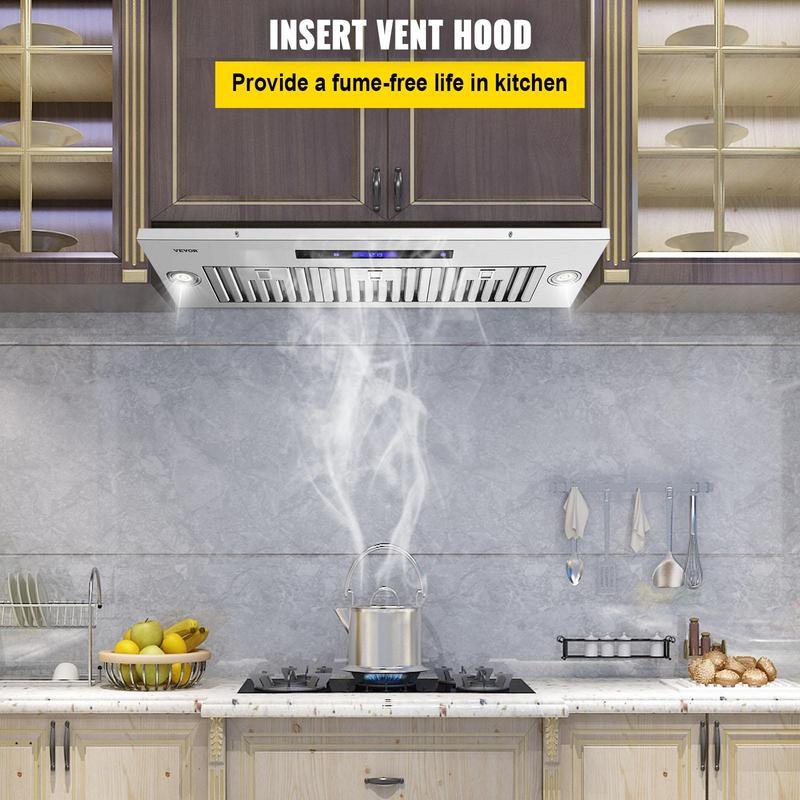 VEVOR Insert Range Hood, , 900CFM 4-Speed, 36 Inch Stainless Steel ...