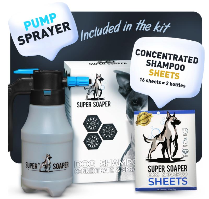 Super Soaper Electric Dog Washing Kit with Pump Sprayer, Shampoo Sheets ...
