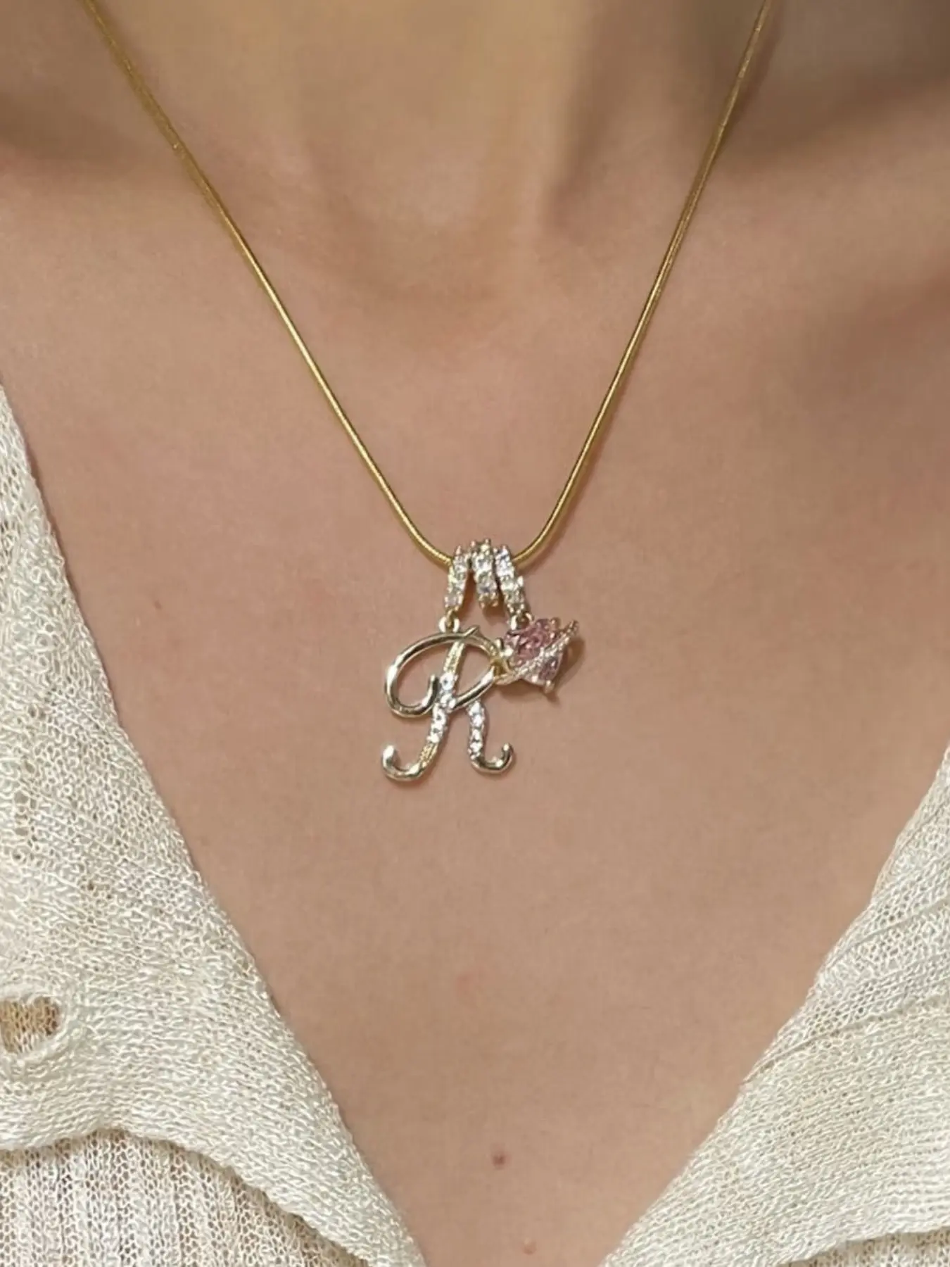 Dopamine Girl Necklace, Letter Stainless Steel Chain, 14k, Elegant and ...