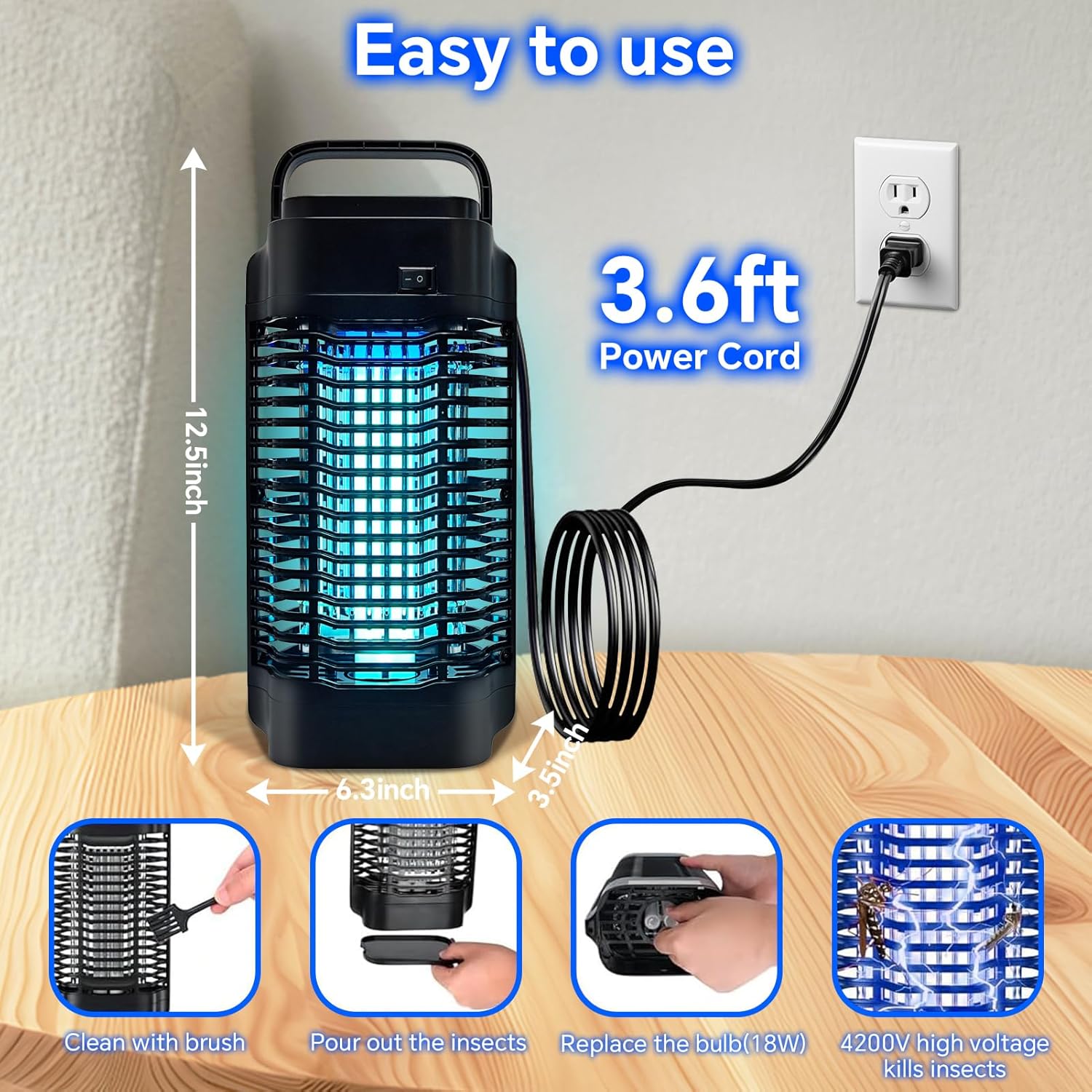 Bug Zapper Outdoor, Electric Mosquito Zapper Insect Fly Zapper Outdoor ...
