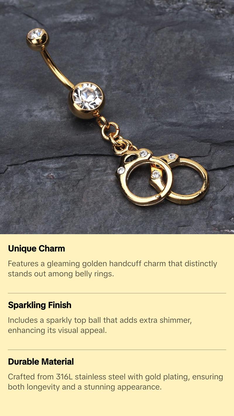 Golden Handcuff Sparkle Belly Ring - TikTok Shop