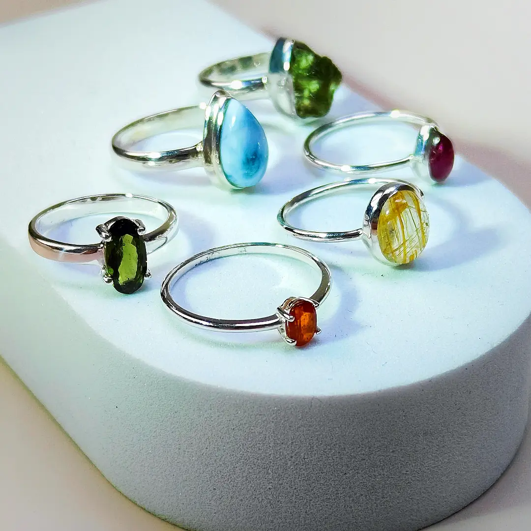 Natural Crystal Ring Set 9 – 925 Sterling Silver - TikTok Shop