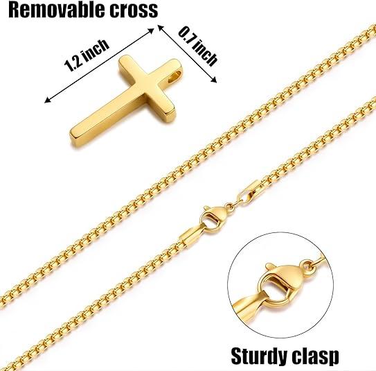 Cross Necklace for Men, Silver/Gold/Black Mens Cross Necklaces with 2 ...