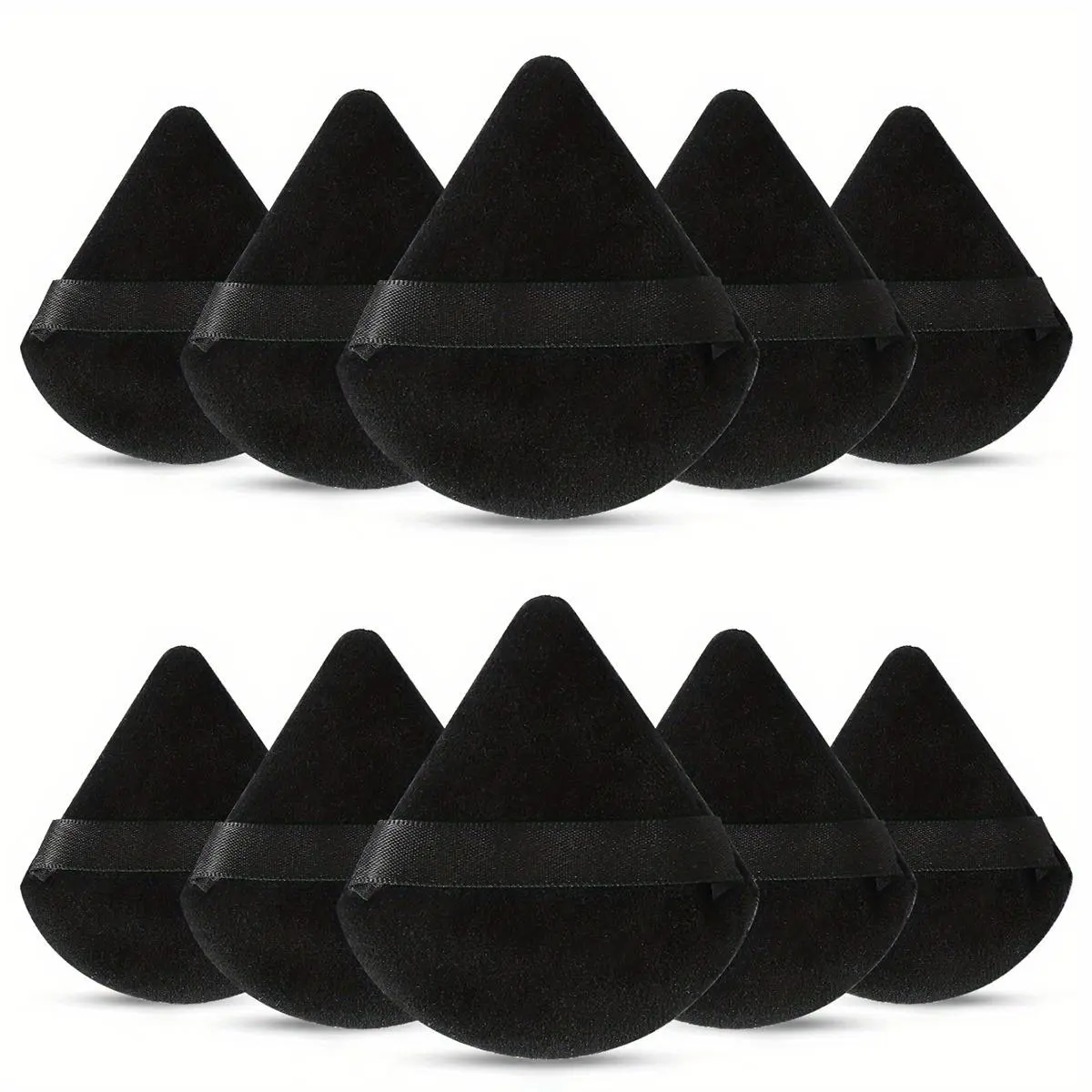 10-pack Reusable Triangular Powder Puffs - Soft Plush Sponge, Flocked ...