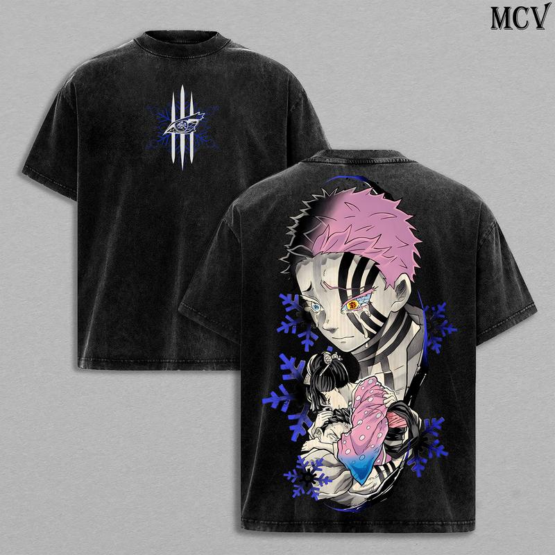 Akaza vs Koyuki Oversized Washed T-Shirt – Demon Slayer Kimetsu no ...