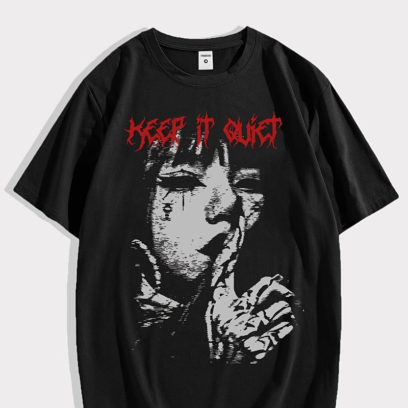 Men'S Keep it Quiet Gothic Character Graphic Tee - Casual Short Sleeve ...