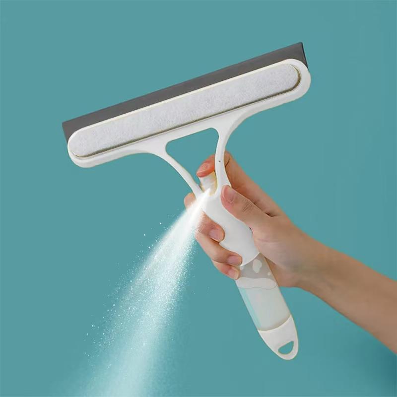 3-in-1 Glass Cleaner Scraper + squeegee + scrubber + spray in one ...