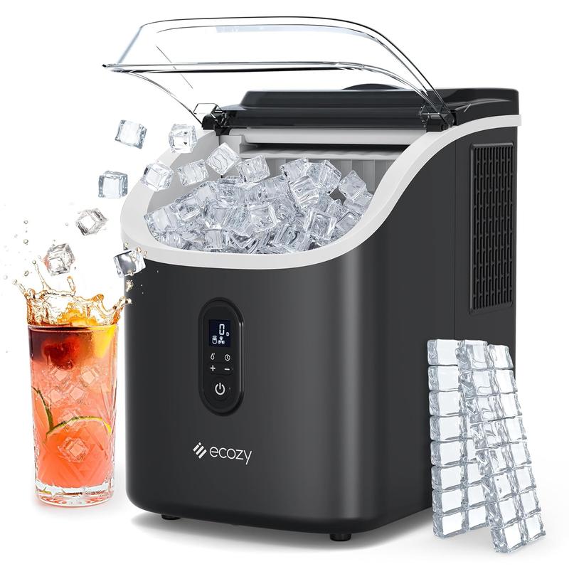ecozy Ice Makers Countertop, Ice Cube Maker 33lbs Per Day Portable Ice ...