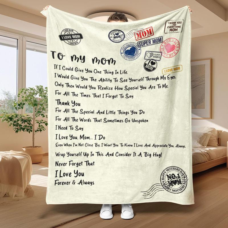 Letter Print To My Mom Soft Blanket, 1 Count Multifunctional Soft Throw ...