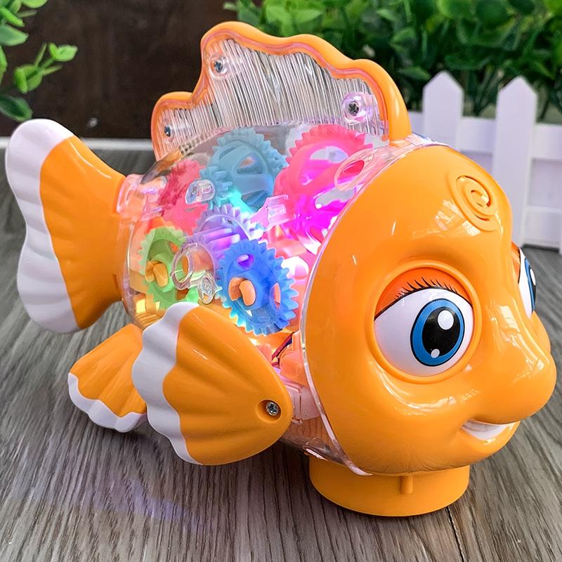 Transparent Gear Swing Fish Electric Toy with Fun Lights and Music, All ...