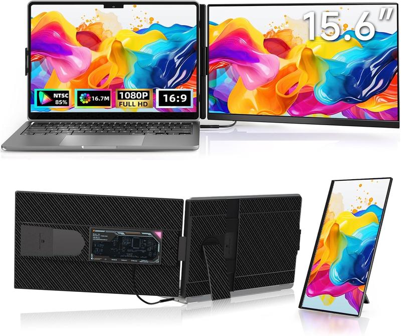 Laptop Screen Extender, 15.6" Dual 1080P FHD IPS Portable Attachable ...