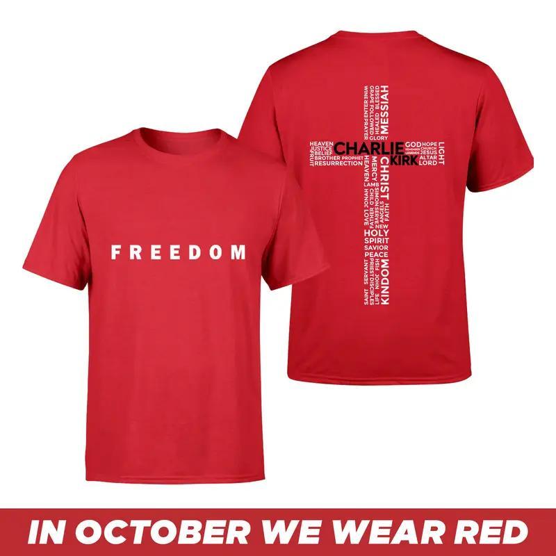 In October We Wear Red for Charlie Kirk T Shirt, American Hero Freedom ...