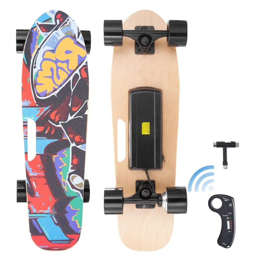 VEVOR Electric Skateboard with Remote, 13.7 Mph Top Speed 7.5 Miles Max ...