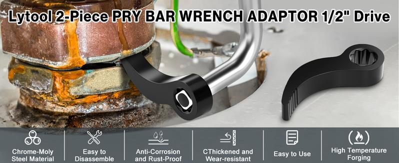 Torque Wrench Adaptor Head, 2pcs Pry Bar Wrench Adaptor Head Tools ...