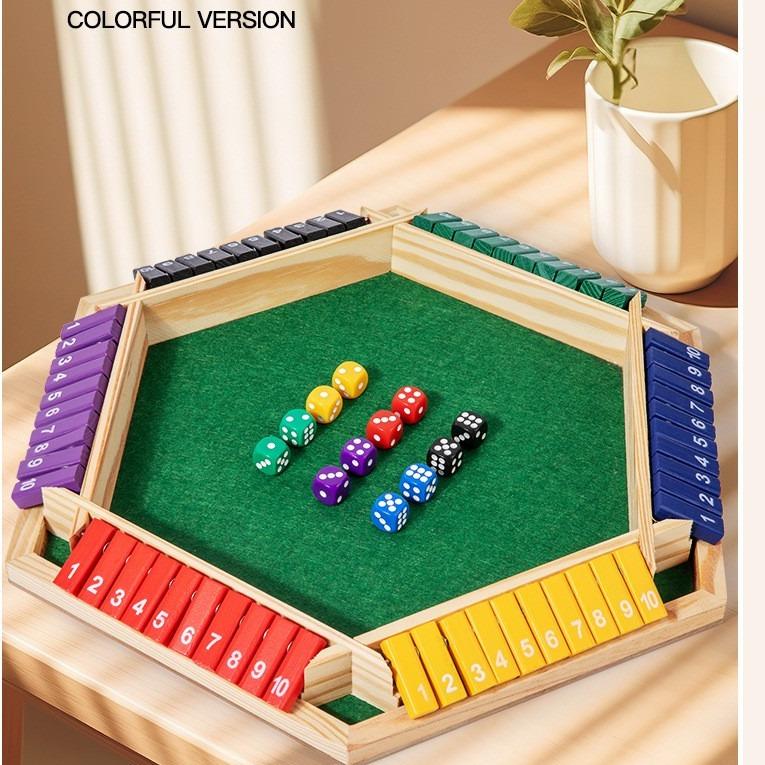 Wooden Closed Box Dice Game Set for 1-6 Players Family Night & Party ...