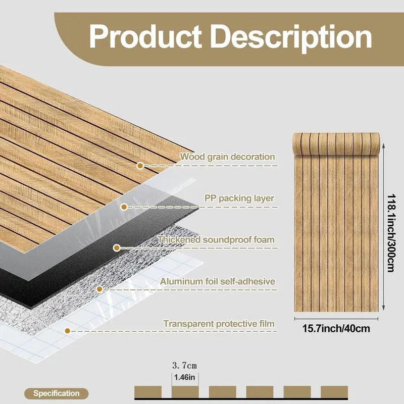 3D Grooved Wood Grain Self-Adhesive Easy to Apply Wallpaper, Versatile ...