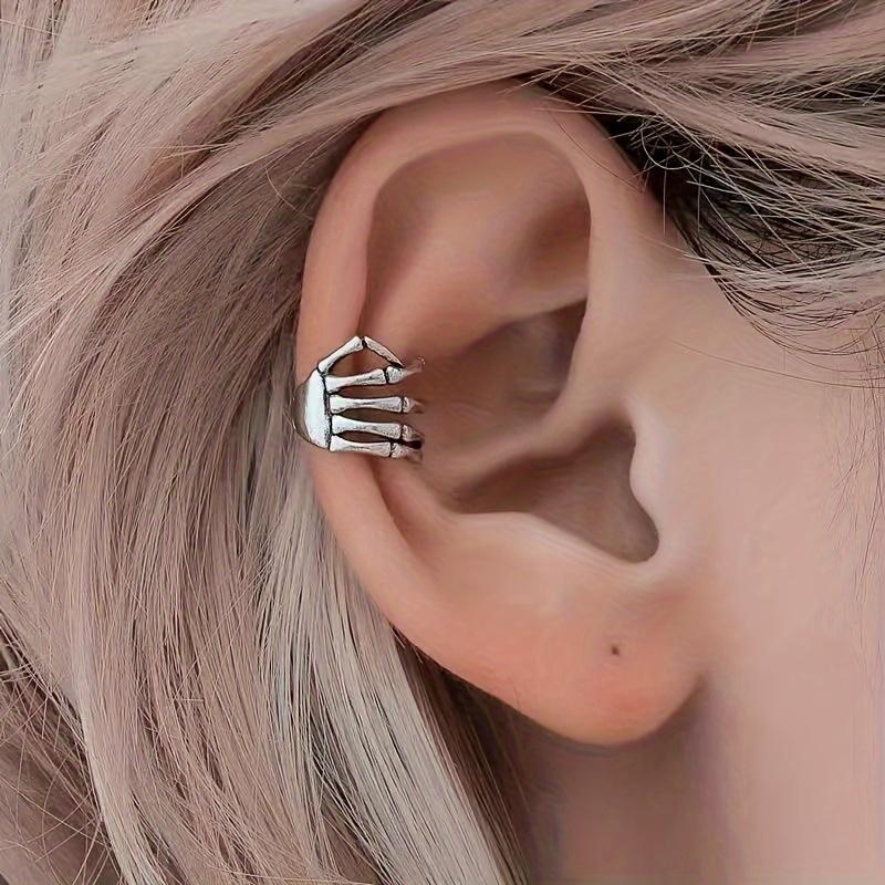 Vintage Skeleton Hand Ear Cuff, Zinc Alloy Non-Piercing Clip-On Earring ...