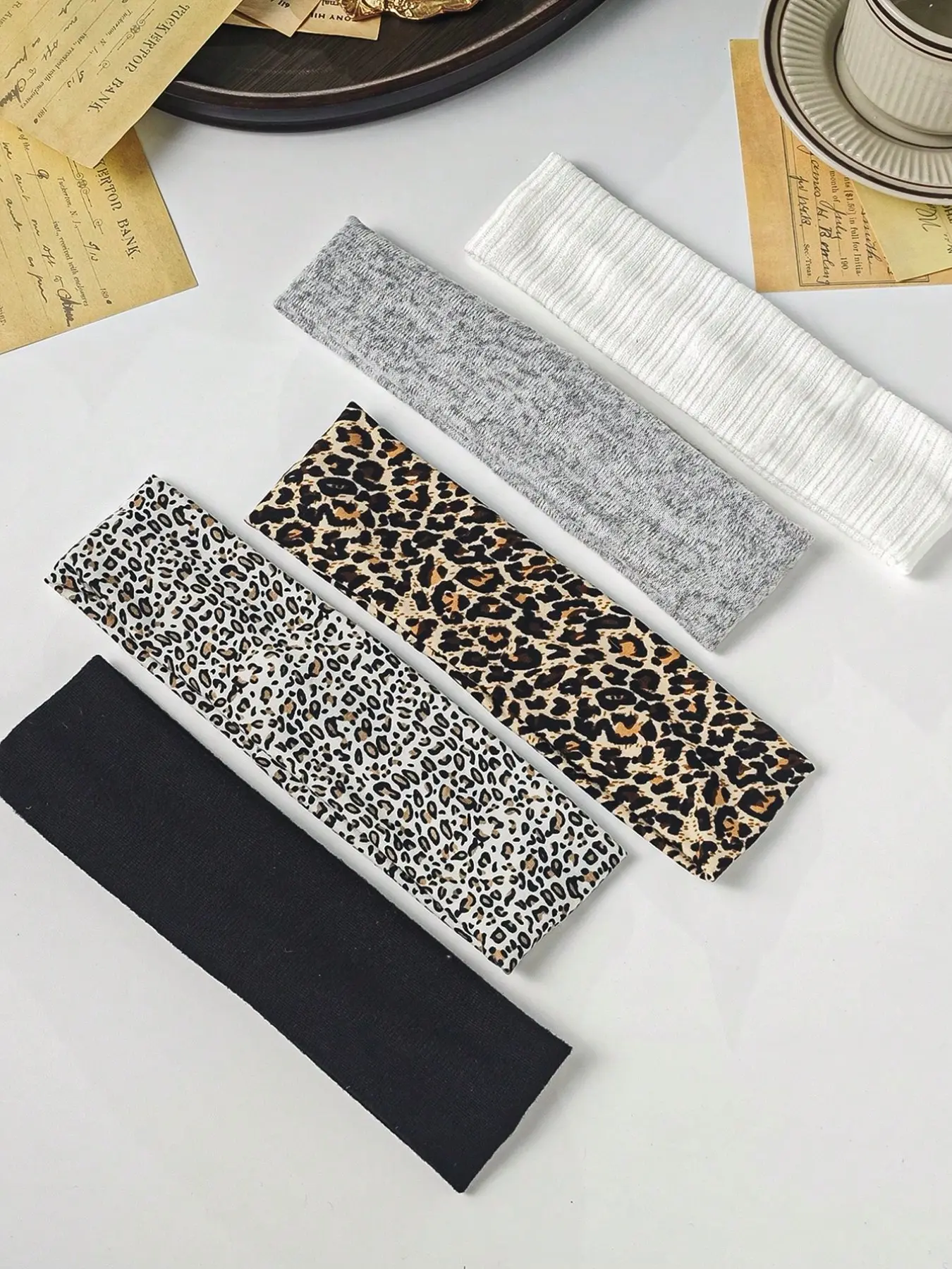 5pcs Headband Set Versatile Satin Leopard Print Headbands, Women ...