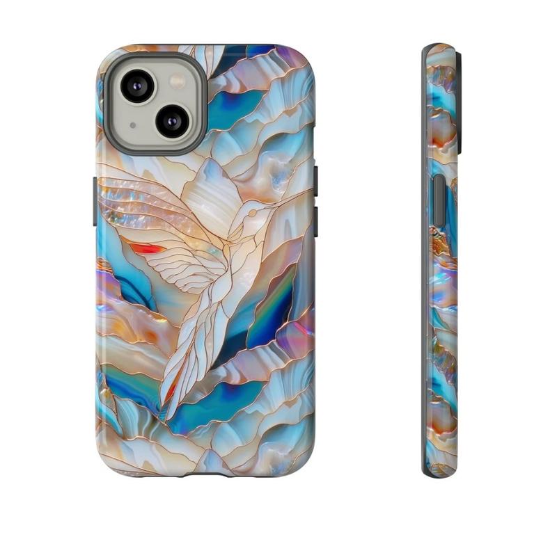 Winged Whispers Stained Glass Print Hummingbird Phone Case, Mother Of ...