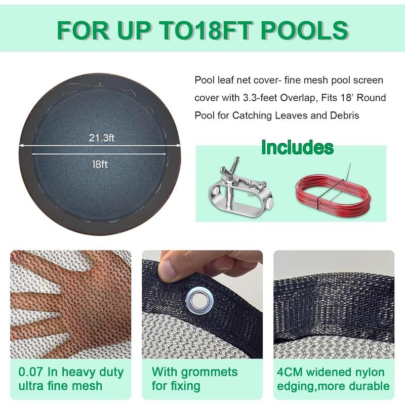 Mesh Pool Covers for Above Ground Pools 18 Foot, Round Swimming Pool ...