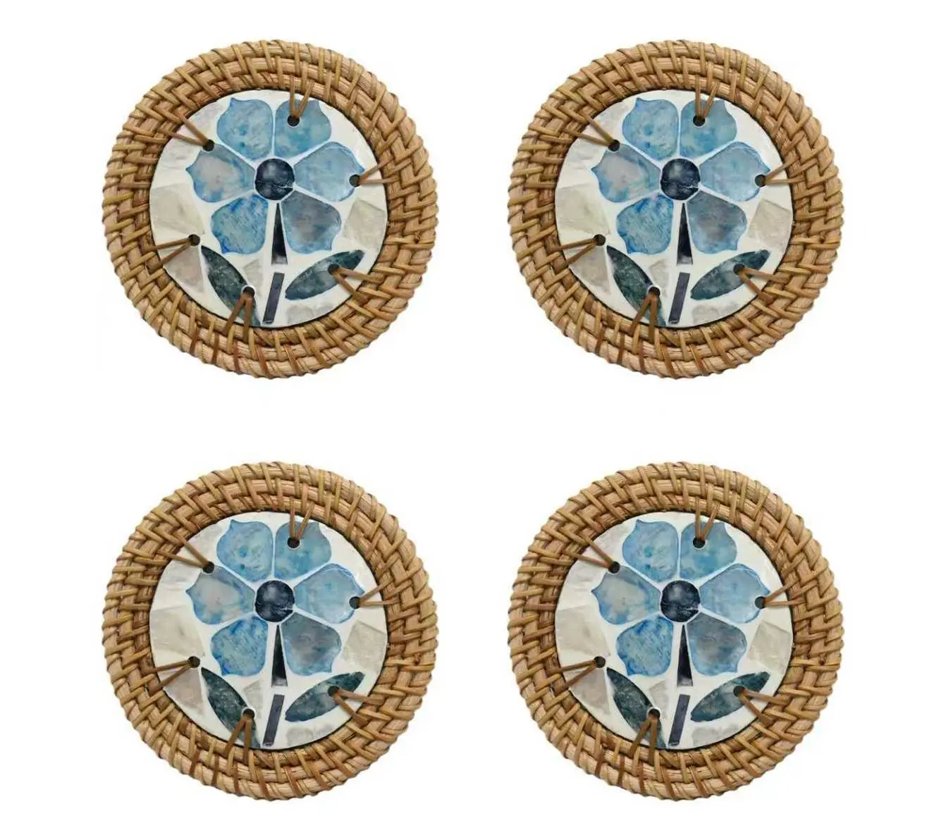 Temp-tations Set of 4 Capiz Rattan Coasters - TikTok Shop