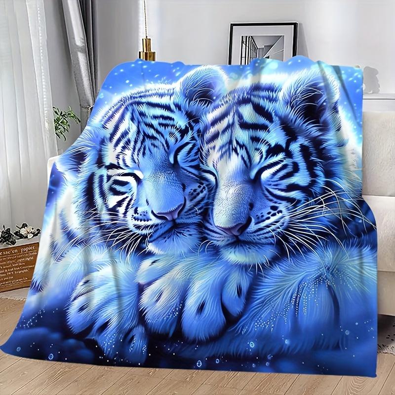 Luxurious White Tiger Cub Digital Print Fleece Blanket - Modern Style ...