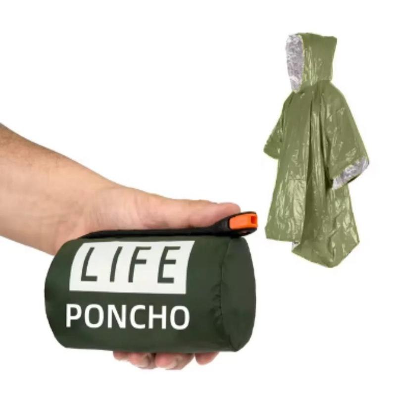 Emergency Survival Rain Poncho, Thermal Survival Space Blanket, Heat ...