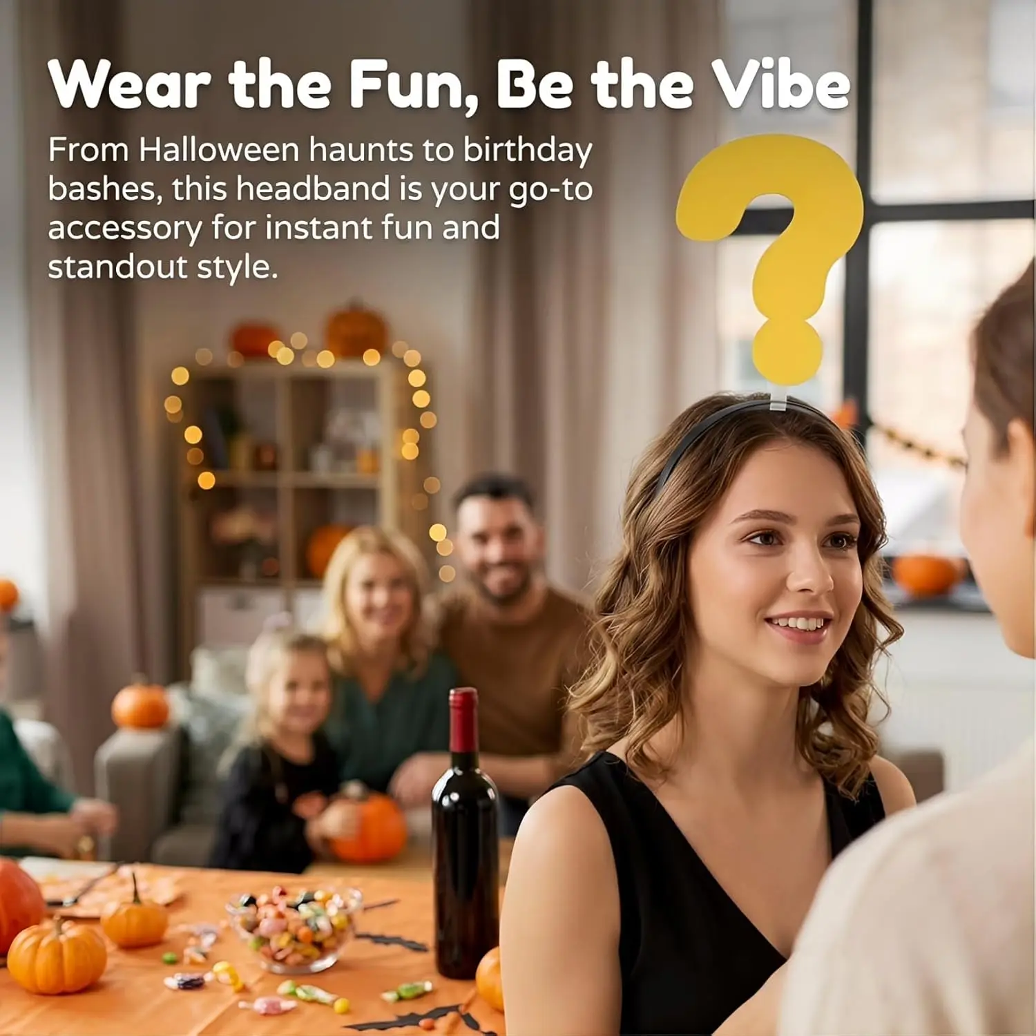 Headbands Set: Funny Yellow Symbol Headbands with Question Mark ...