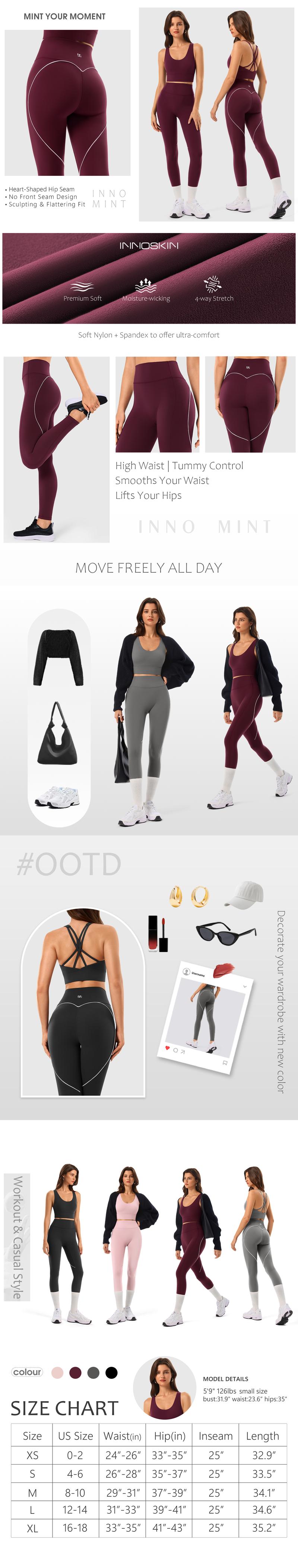 Inno Mint Heart Contour Design Butt Lifting No Front Seam High-Waisted ...