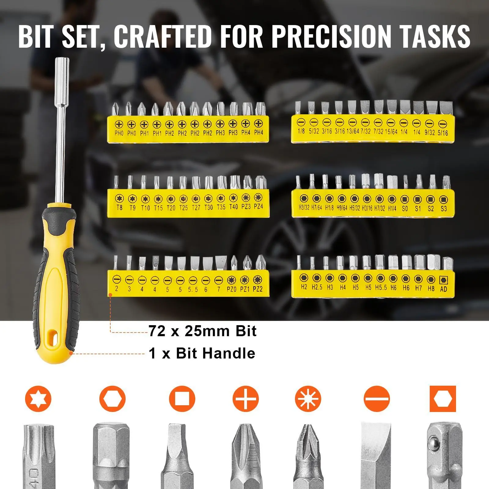 【Father's Day】VEVOR 207-Piece Mechanics Tool Set, 1/4" 3/8" 1/2" Drive ...